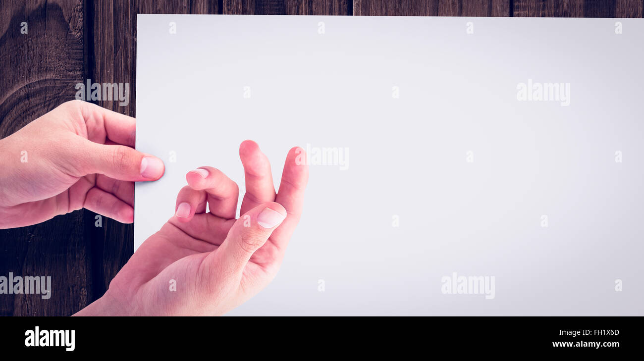 Cropped hands gesturing against white paper Stock Photo - Alamy