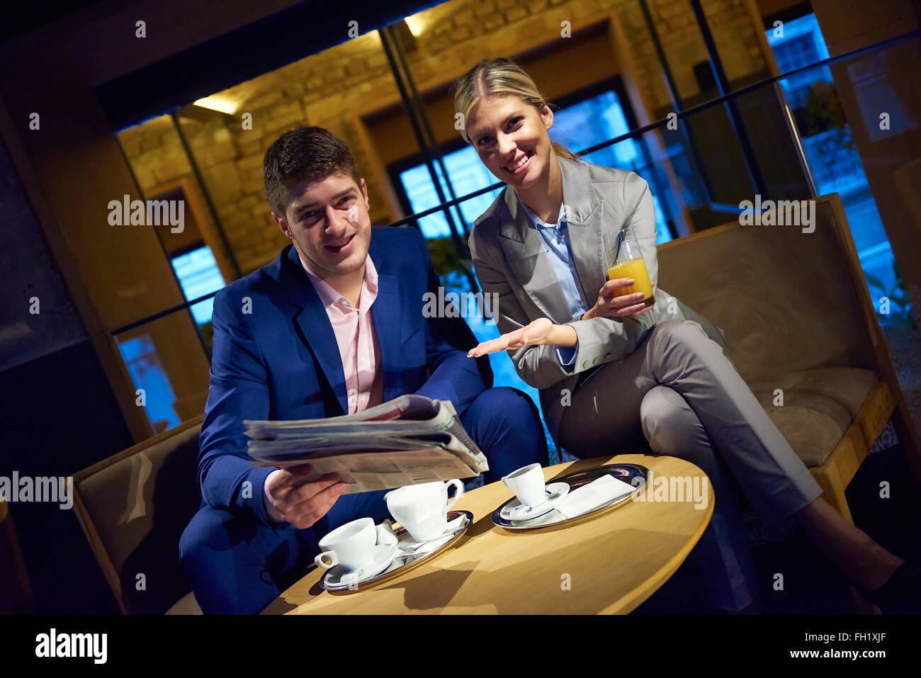 business couple take drink after work Stock Photo - Alamy