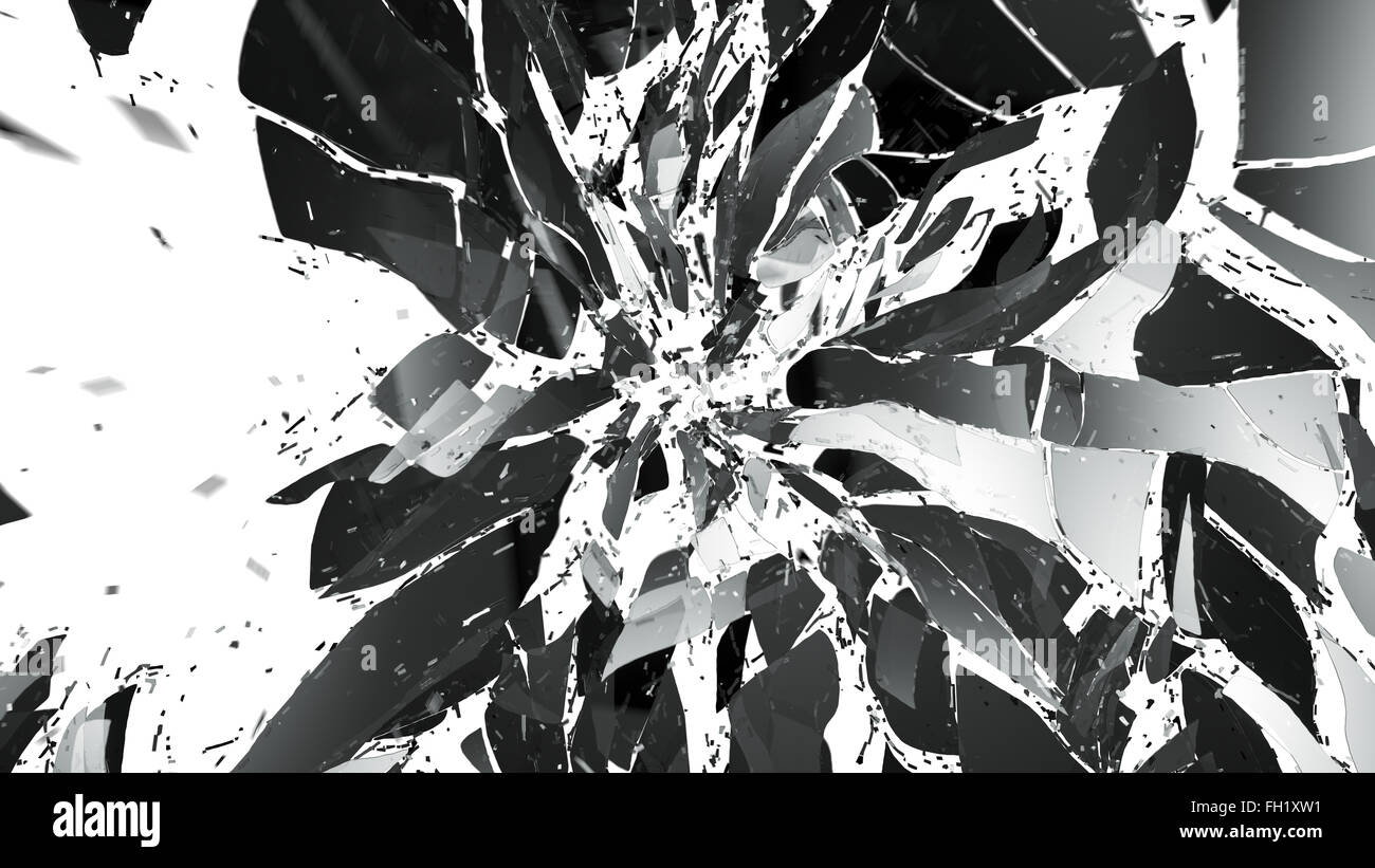 Shattered pieces of glass on white with motion blur. Large resolution ...