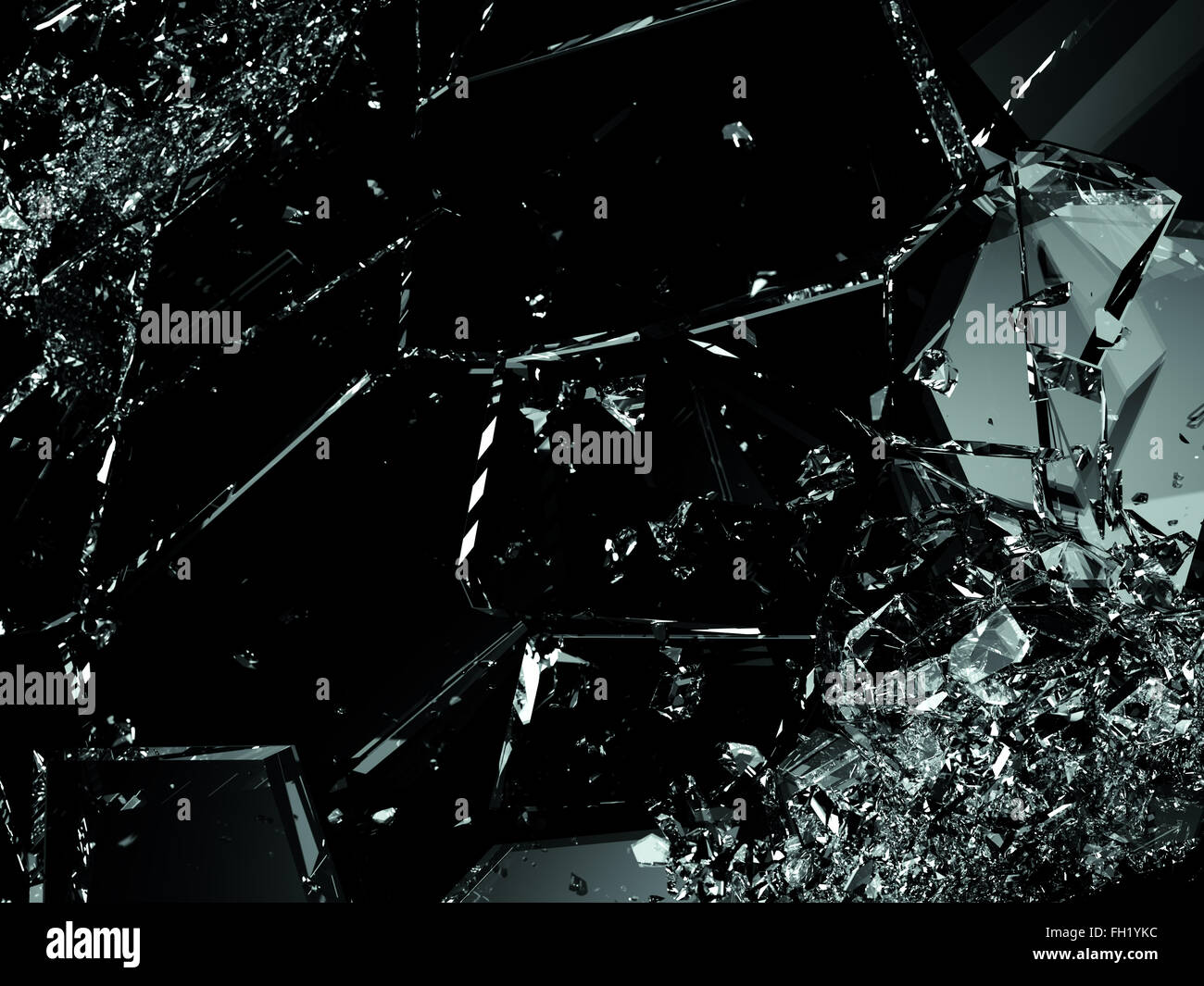 Shattered glass pieces on black background. Large resolution Stock ...