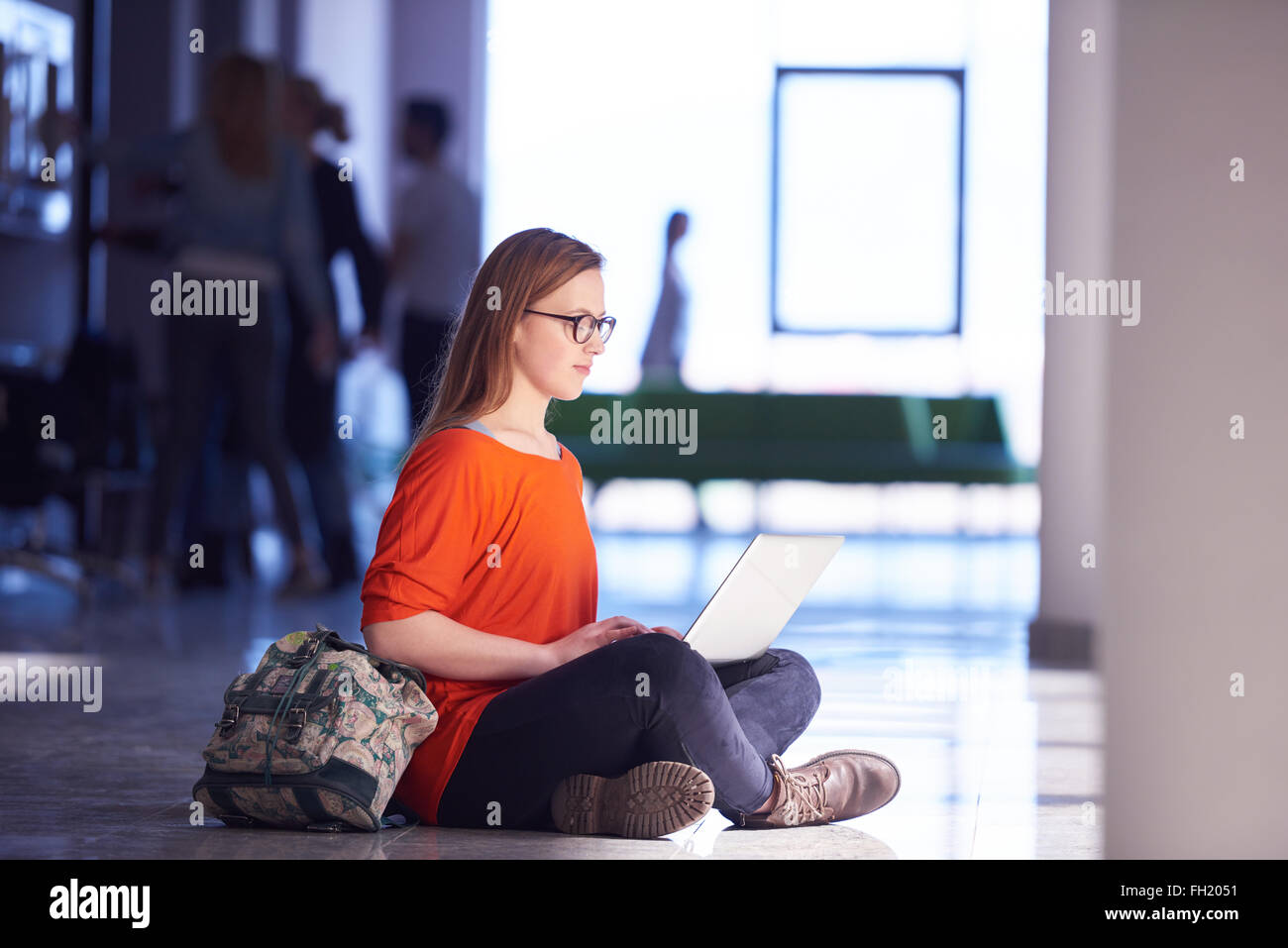student girl with laptop computer Stock Photo - Alamy
