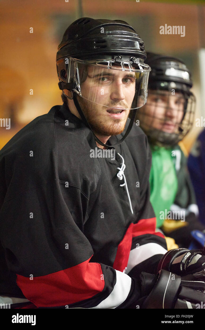 ice hockey players on bench Stock Photo - Alamy