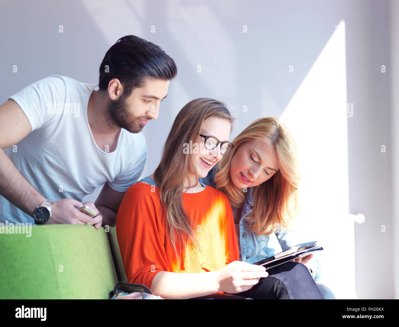students group working on school project together Stock Photo - Alamy