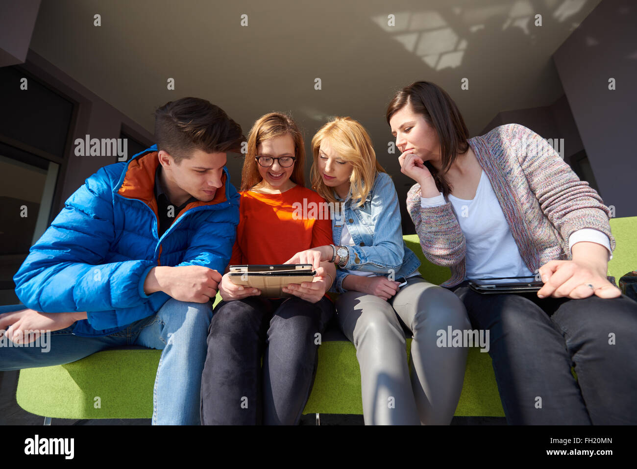 students group working on school project together Stock Photo - Alamy