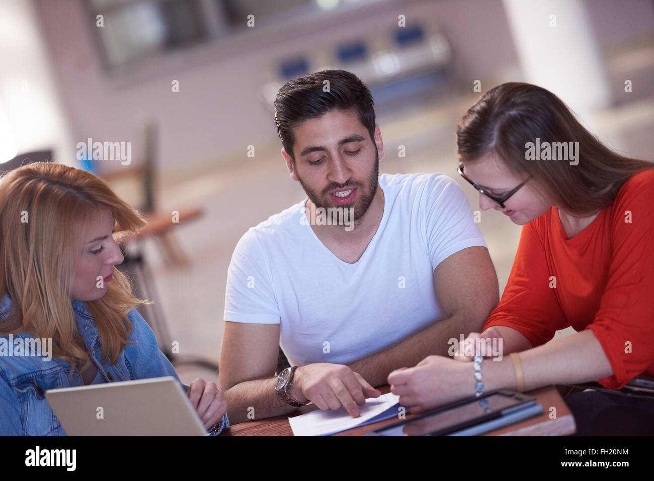 students group working on school project together Stock Photo - Alamy