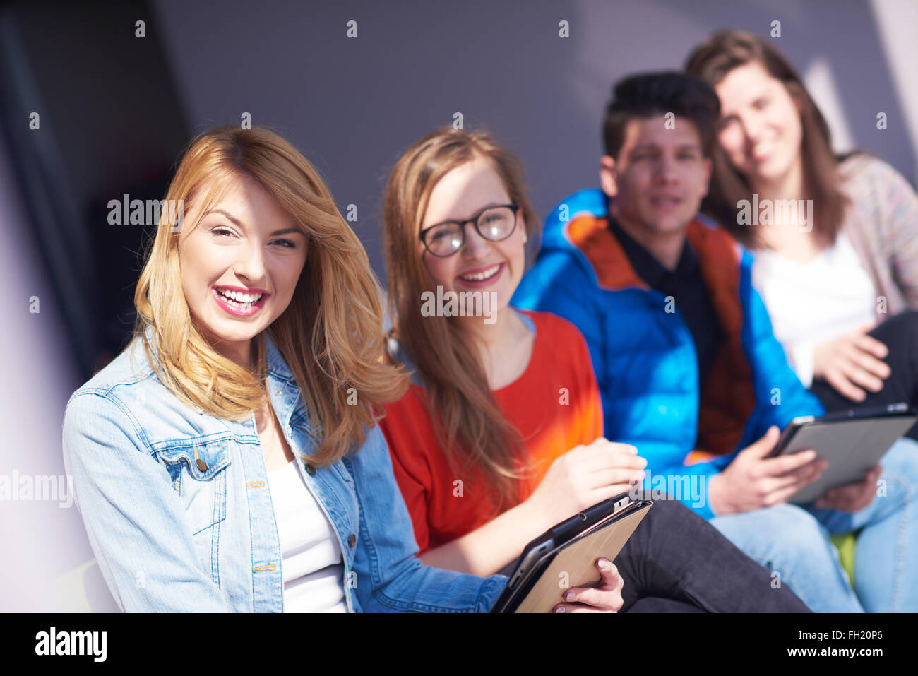 students group working on school project together Stock Photo - Alamy