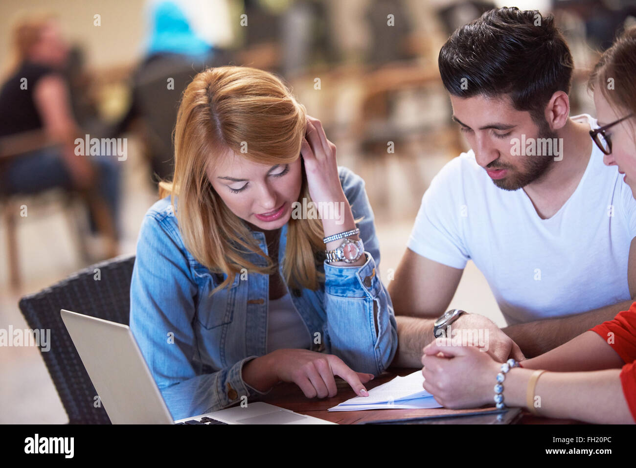 students group working on school project together Stock Photo - Alamy