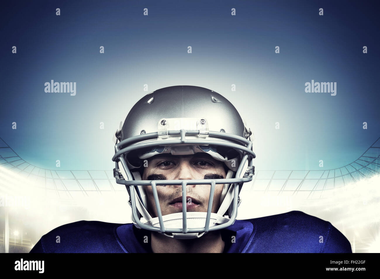 Composite image of portrait of determined american football player in ...