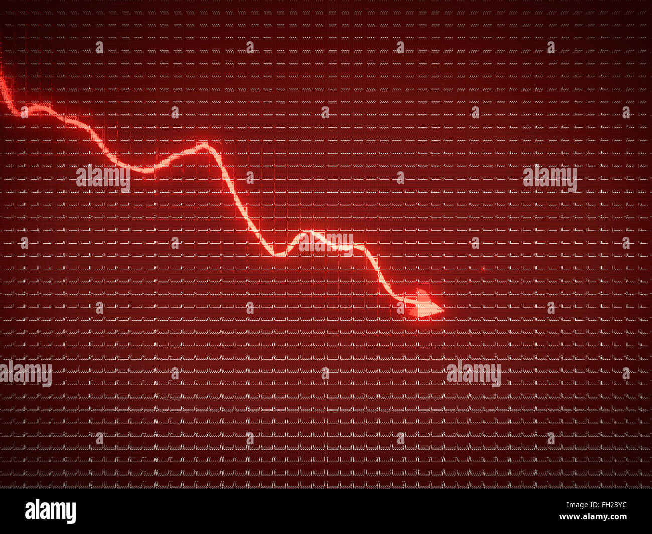 Red trend as symbol of economy drop or financial crisis. Business ...