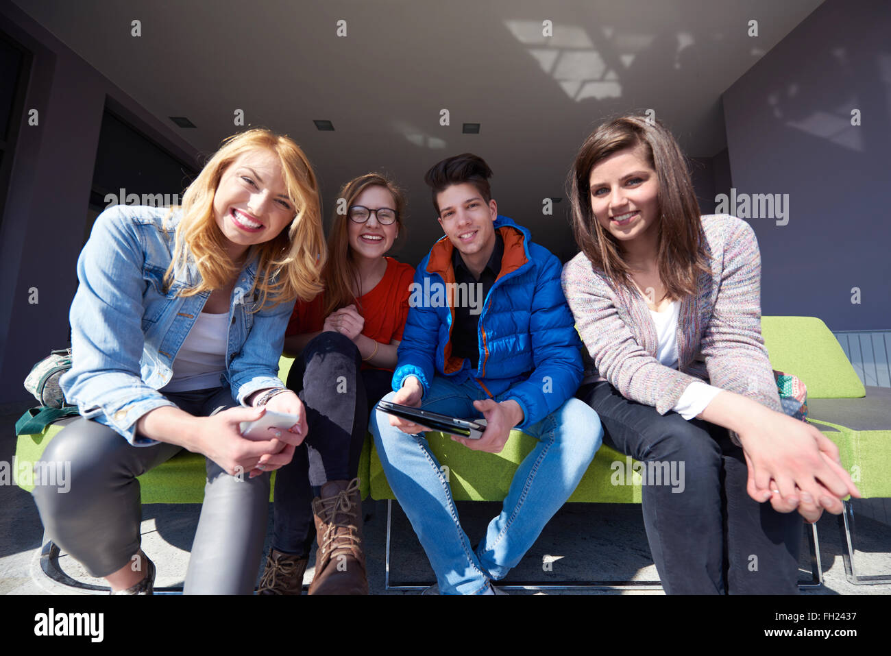 students group working on school project together Stock Photo - Alamy