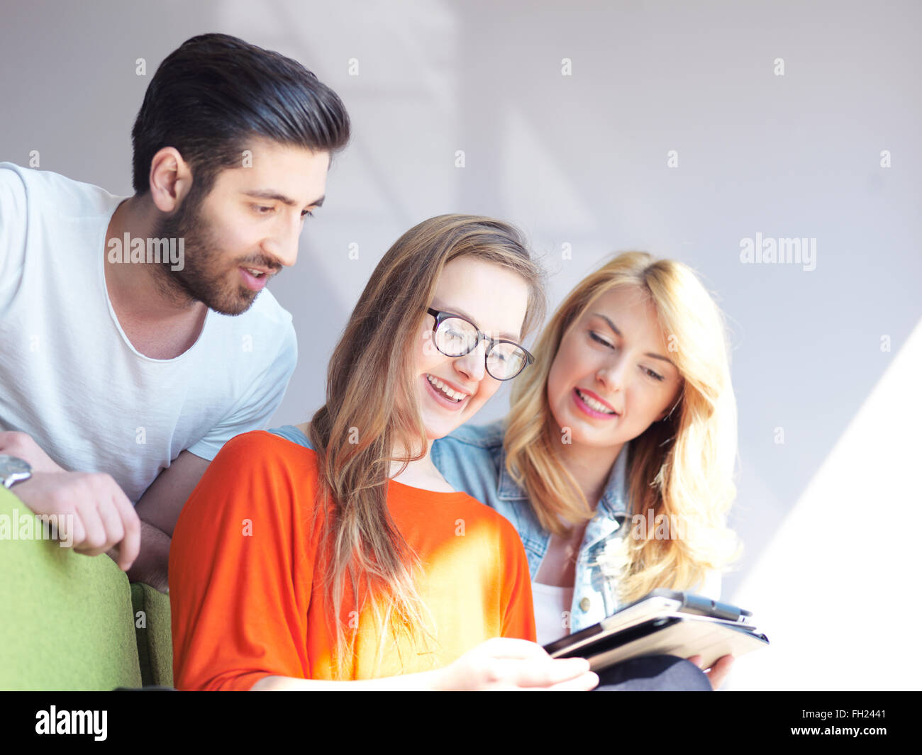 students group working on school project together Stock Photo - Alamy