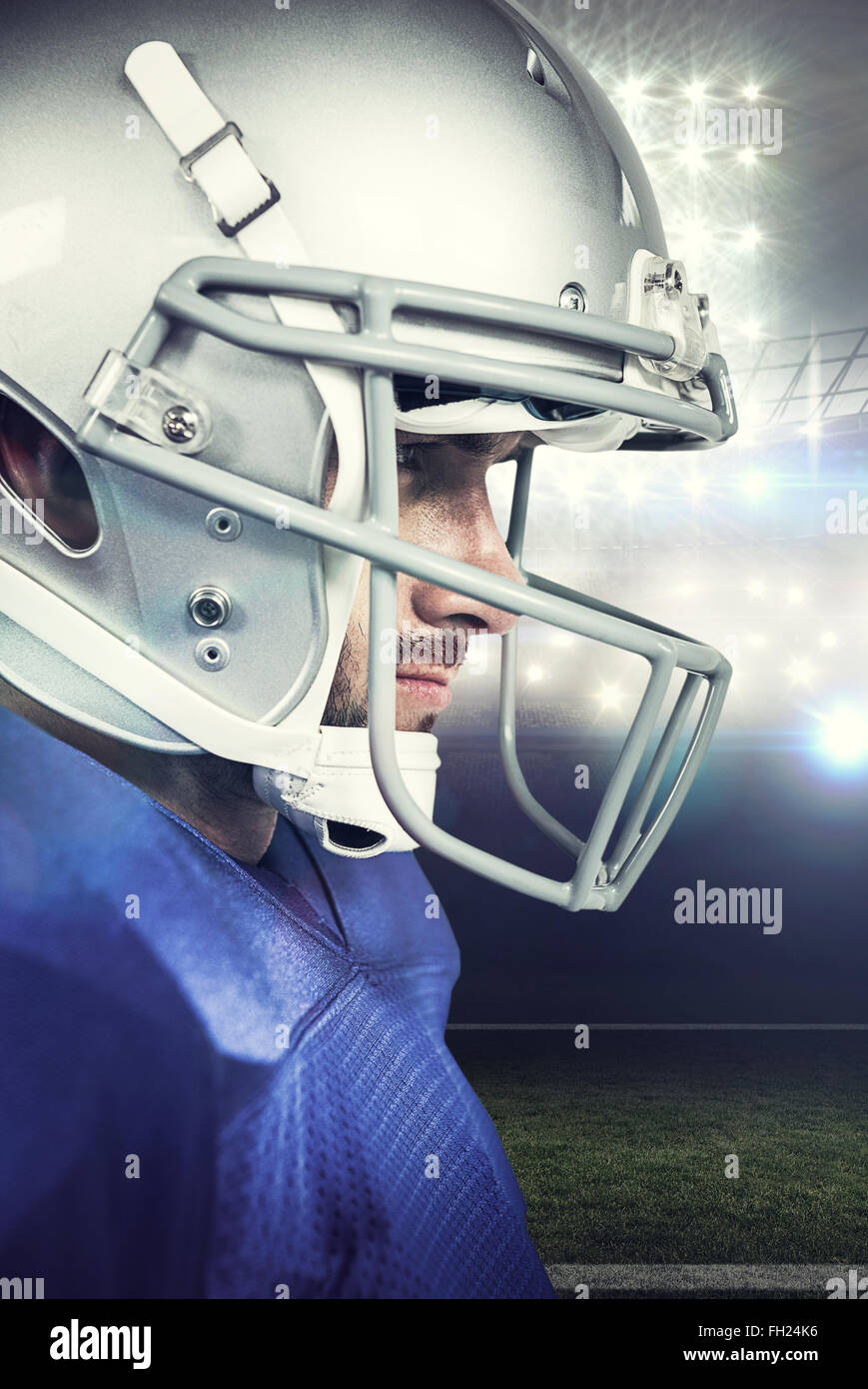 Composite image of close-up of american football player Stock Photo - Alamy