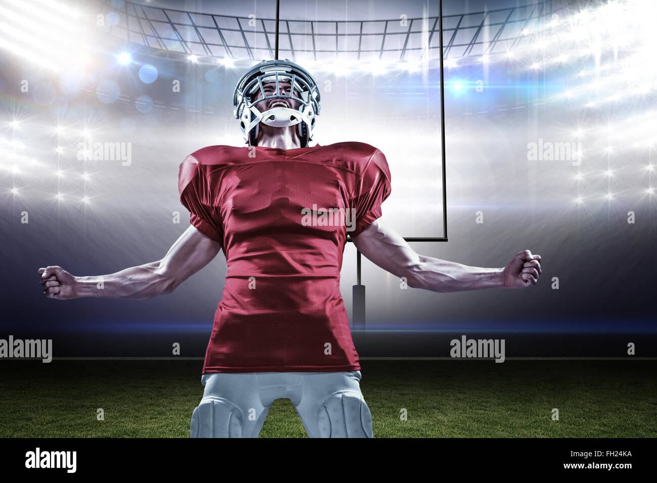 Composite image of aggressive american football player in red jersey ...