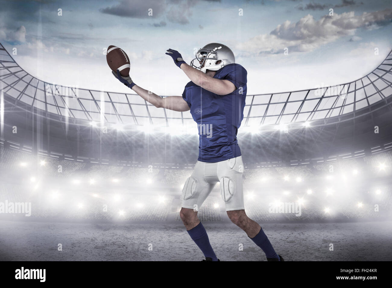Composite image of american football player catching ball Stock Photo ...