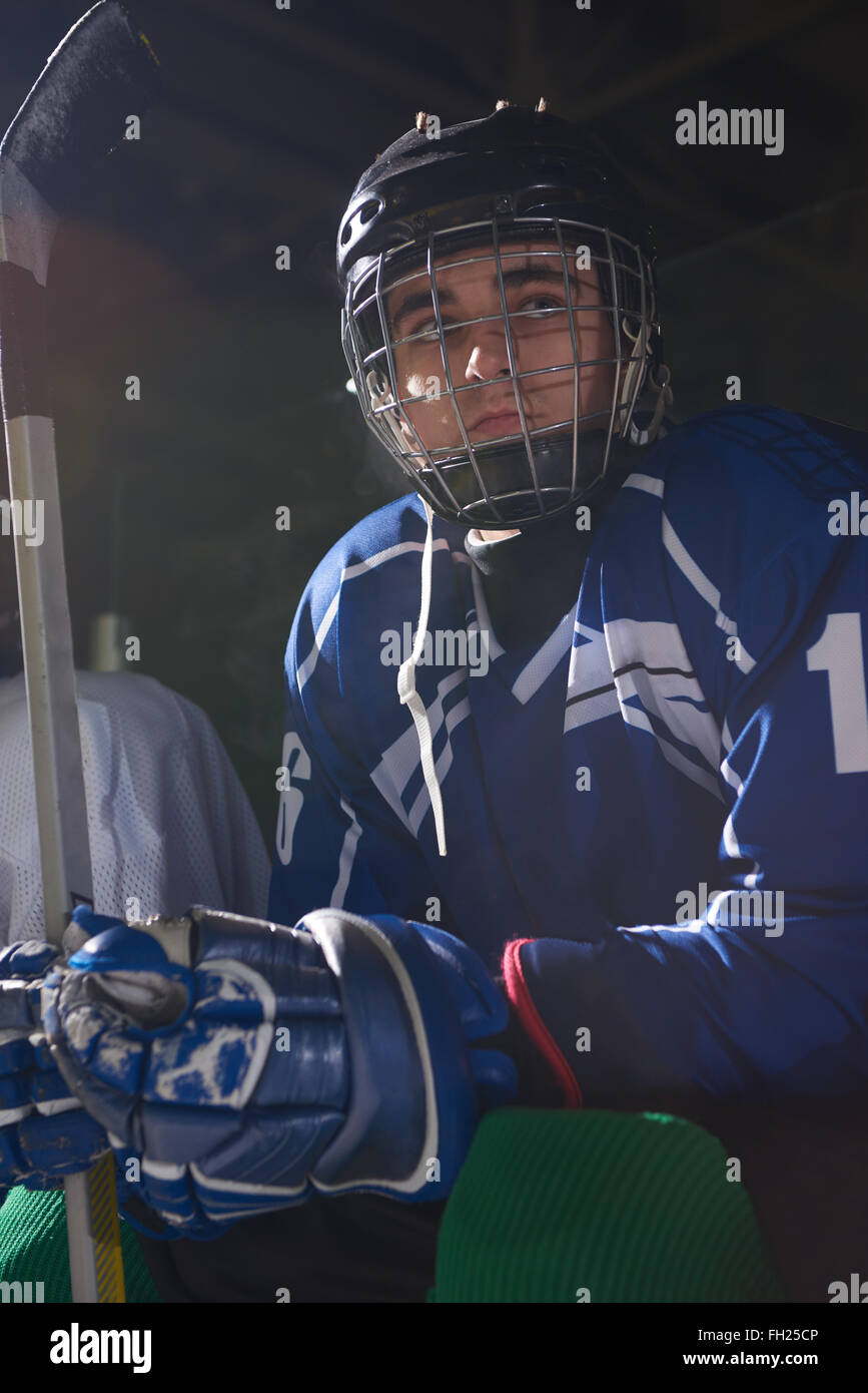 ice hockey players on bench Stock Photo - Alamy