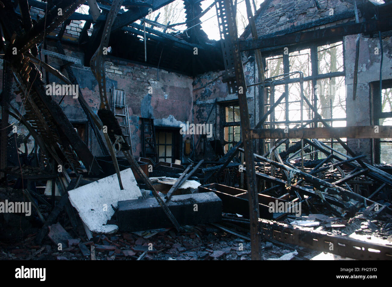 Winlaton, Gateshead, UK. 23 February 2016. Huge fire destroys 100-year ...