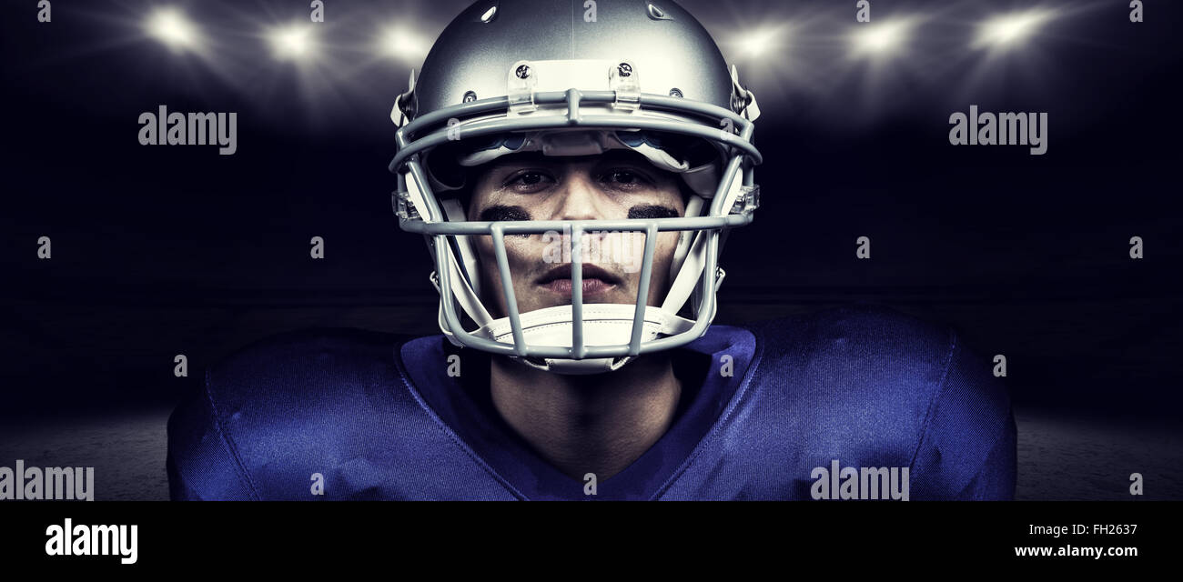 Composite image of portrait of determined american football player in ...