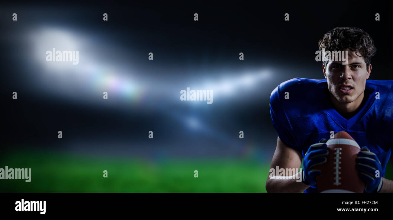 Composite image of portrait of aggressive american football player ...