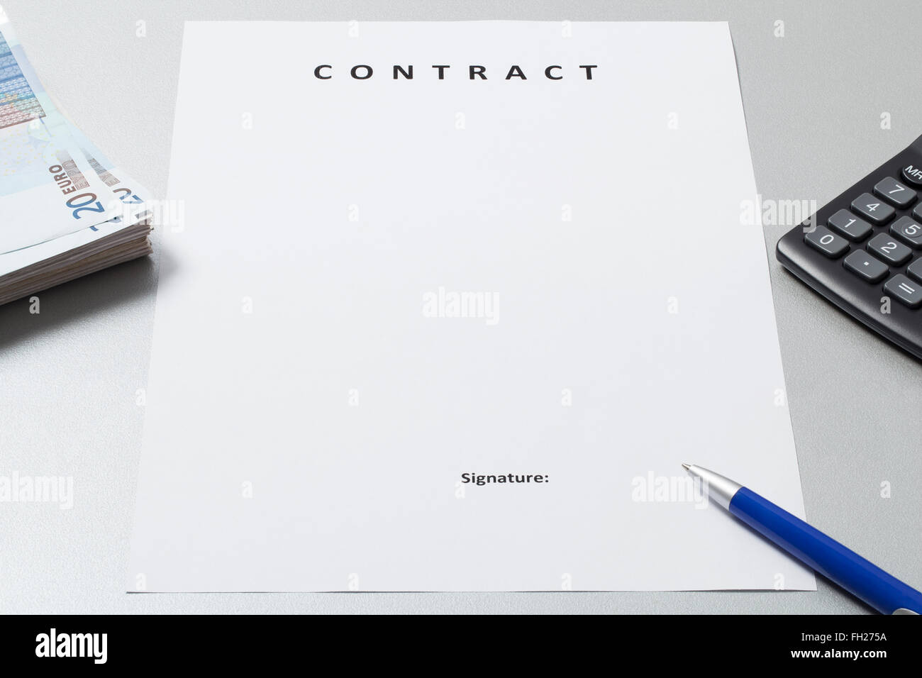 White clean and clear paper sheet with title Contract ready to be ...