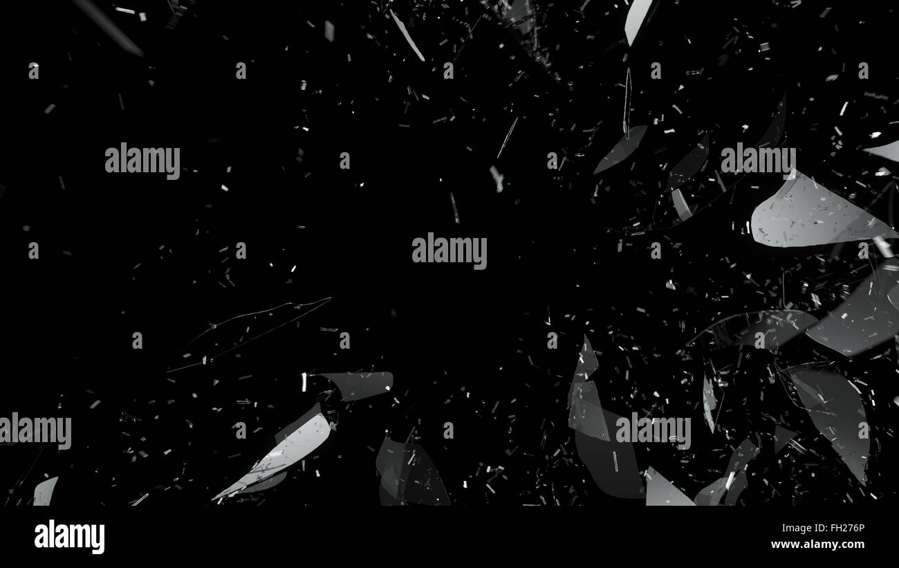 Breaking and Shattered glass on black. Large resolution Stock Photo - Alamy