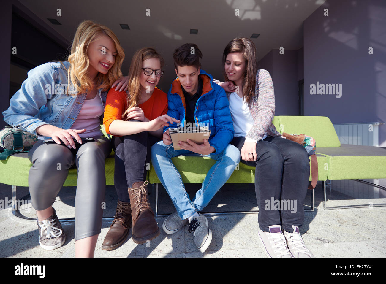 students group working on school project together Stock Photo - Alamy