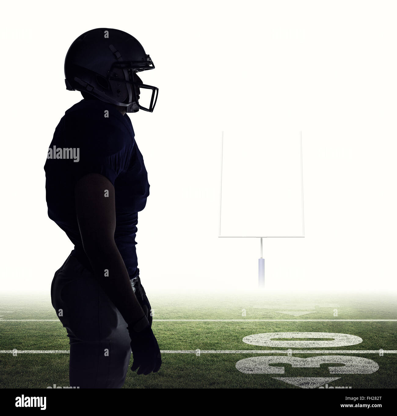 Composite image of side view of silhouette american football player ...