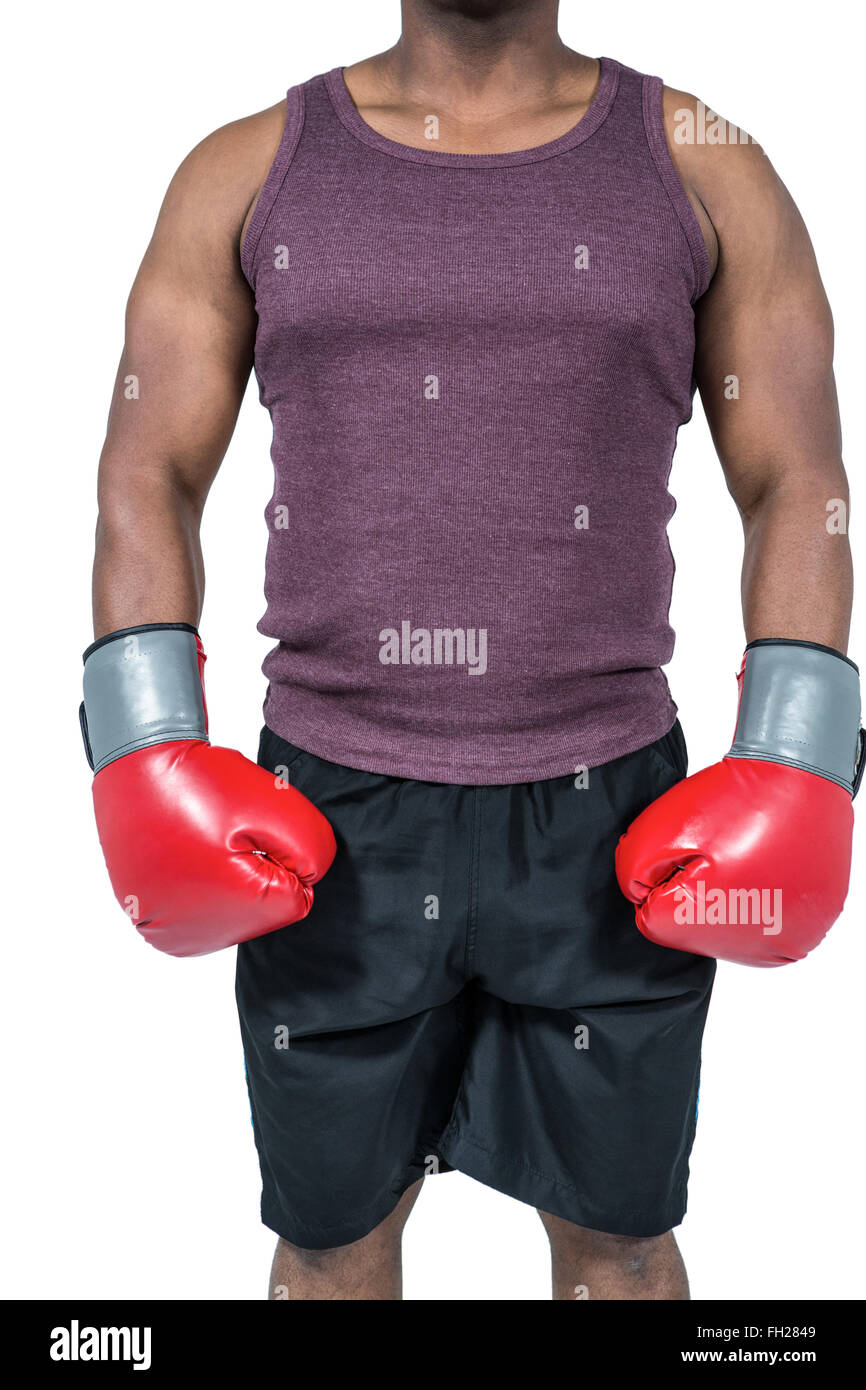 Fit man with boxing gloves Stock Photo - Alamy