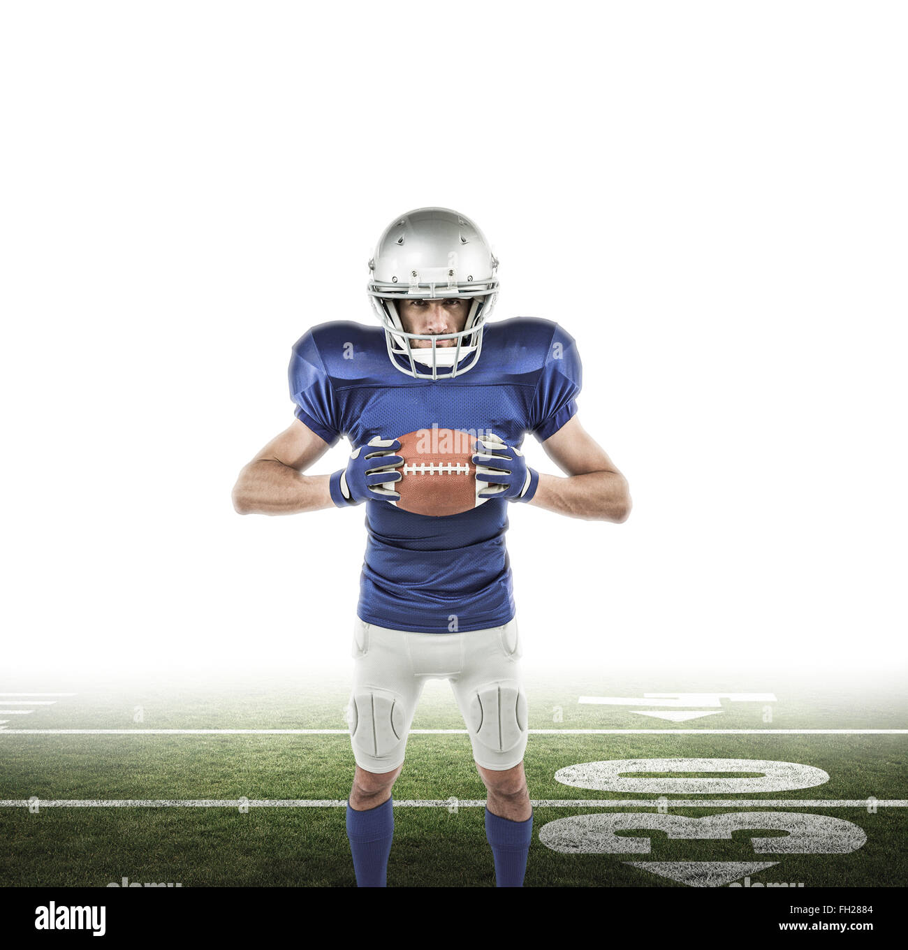 Composite image of full length portrait of american football player ...
