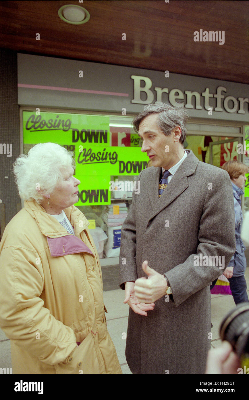 John Redwood and Nicholas Budgen on a walkabout in Wolverhampton during ...