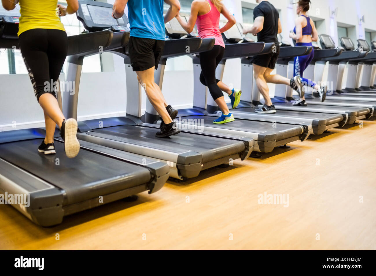 Fit people jogging on treadmills Stock Photo - Alamy