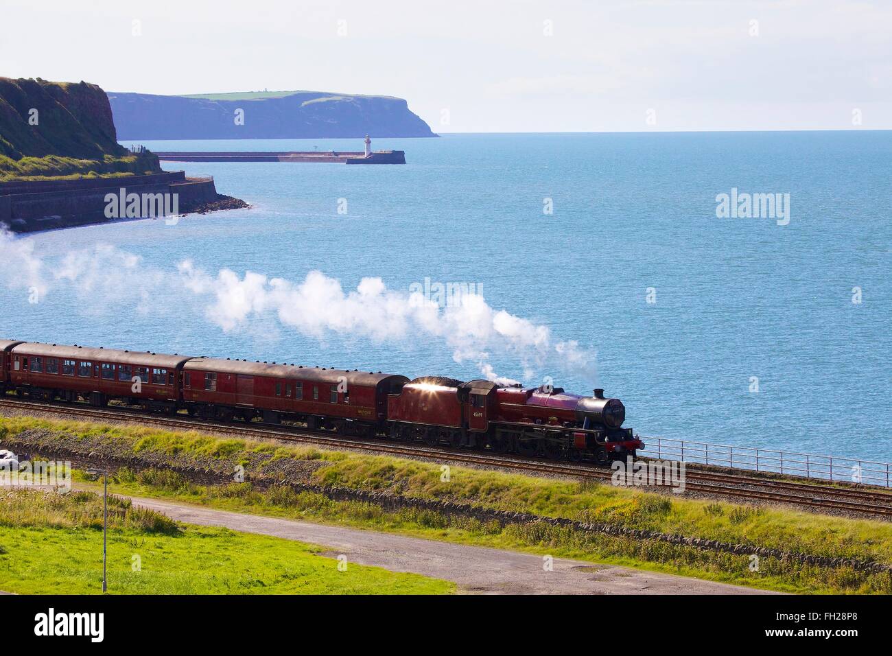 Steam locomotive LMS Jubilee Class 45699 Galatea. Tanyard Bay, Parton ...