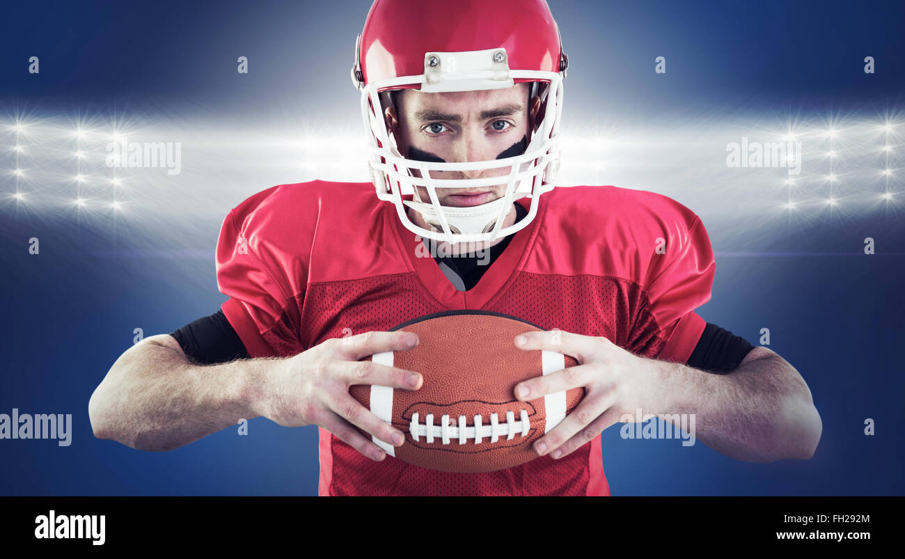 Composite image of portrait of focused american football player Stock ...