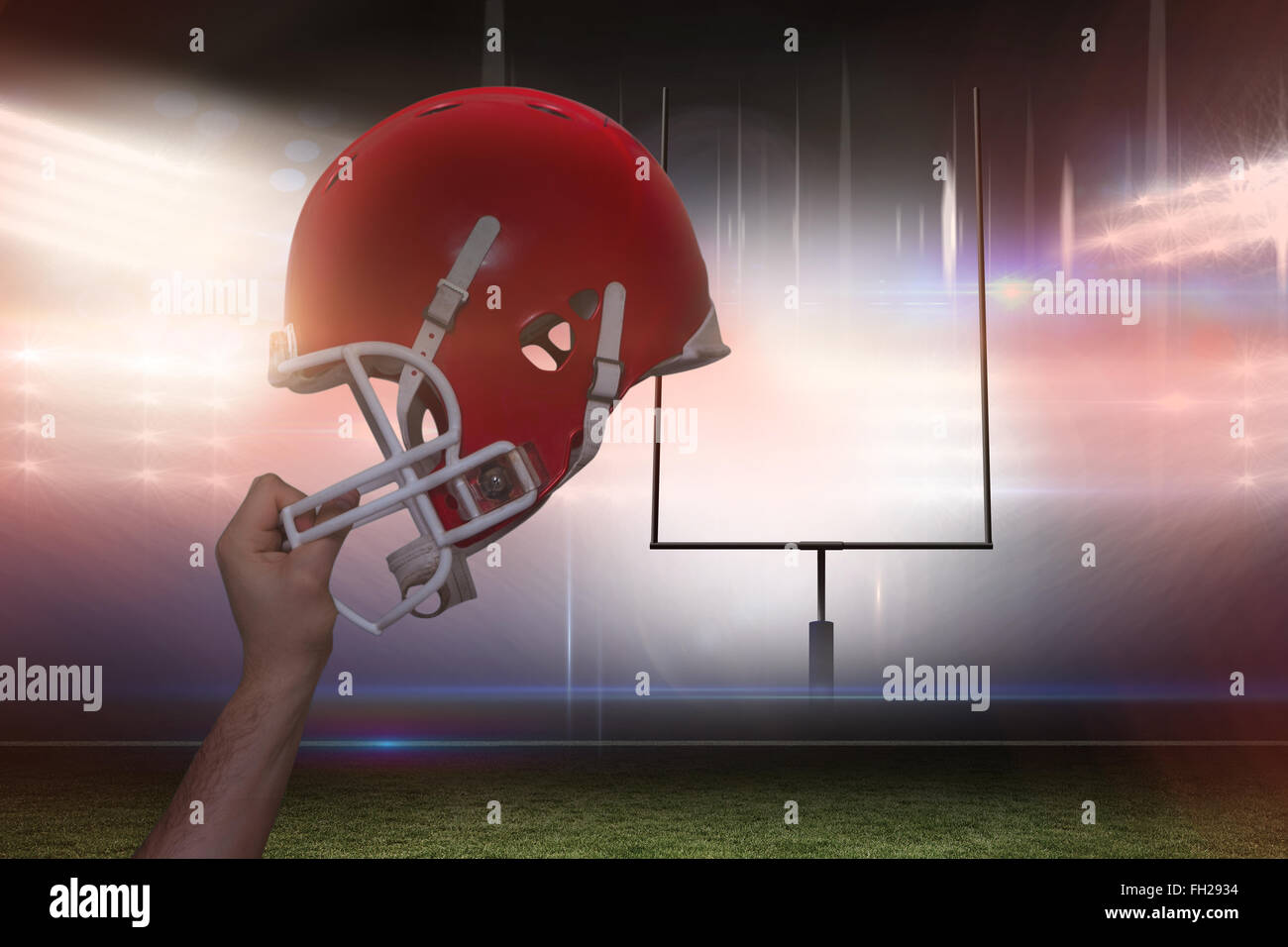 Composite image of american football player handing his helmet Stock ...