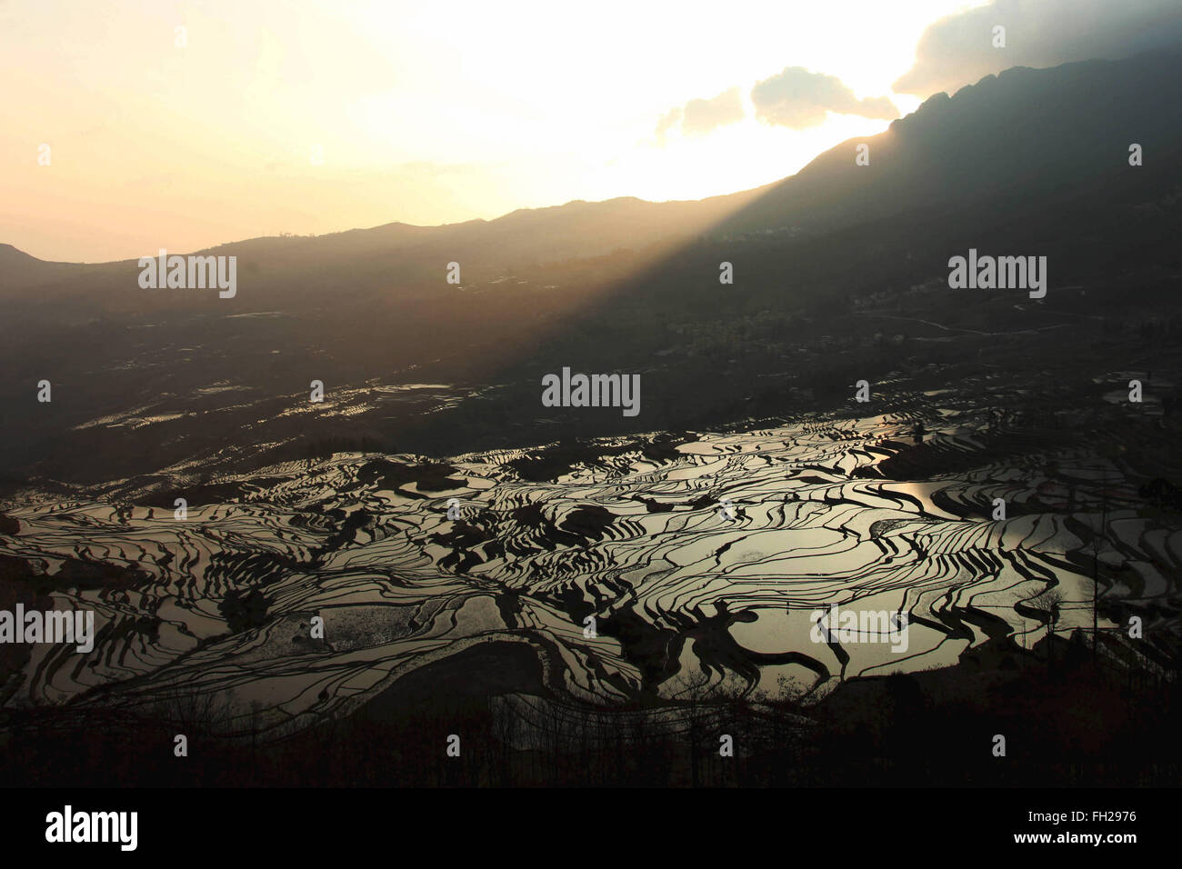 Yuanyang, China. 23rd Feb, 2016. Yuanyang County is located in Honghe ...