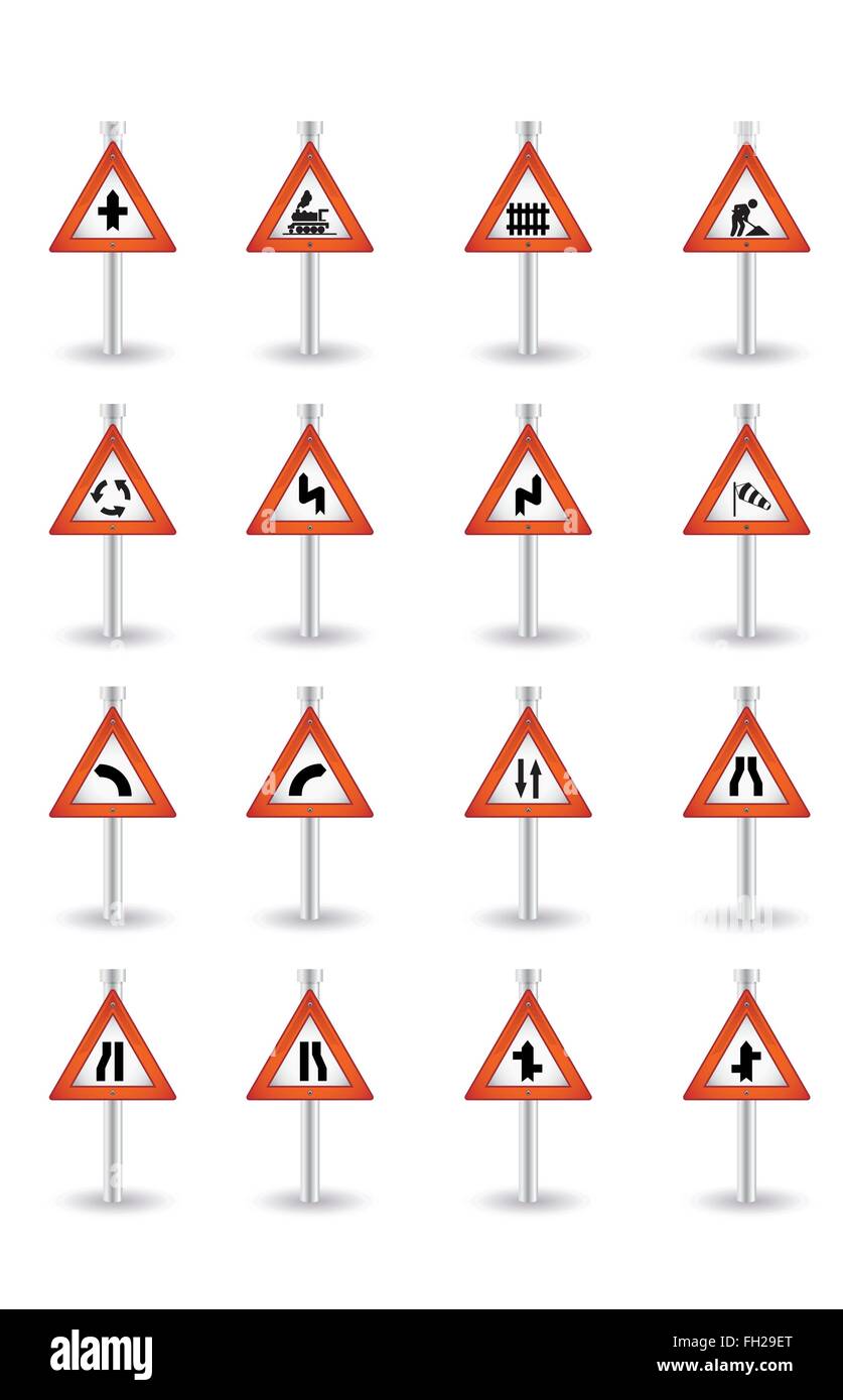 danger road sign set Stock Vector Image & Art - Alamy
