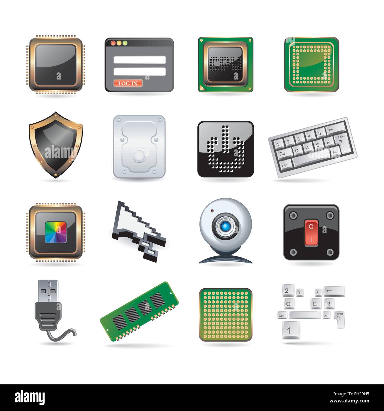 computer parts set Stock Vector Image & Art - Alamy