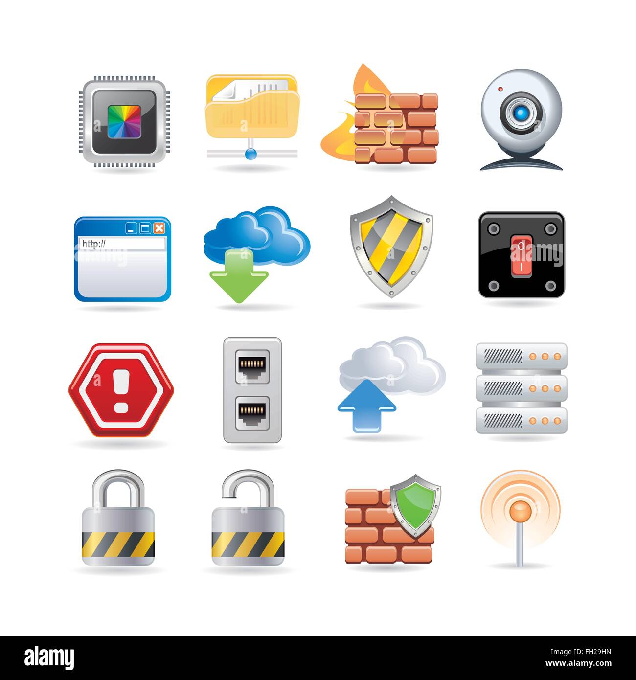 computer network icon set Stock Vector Image & Art - Alamy