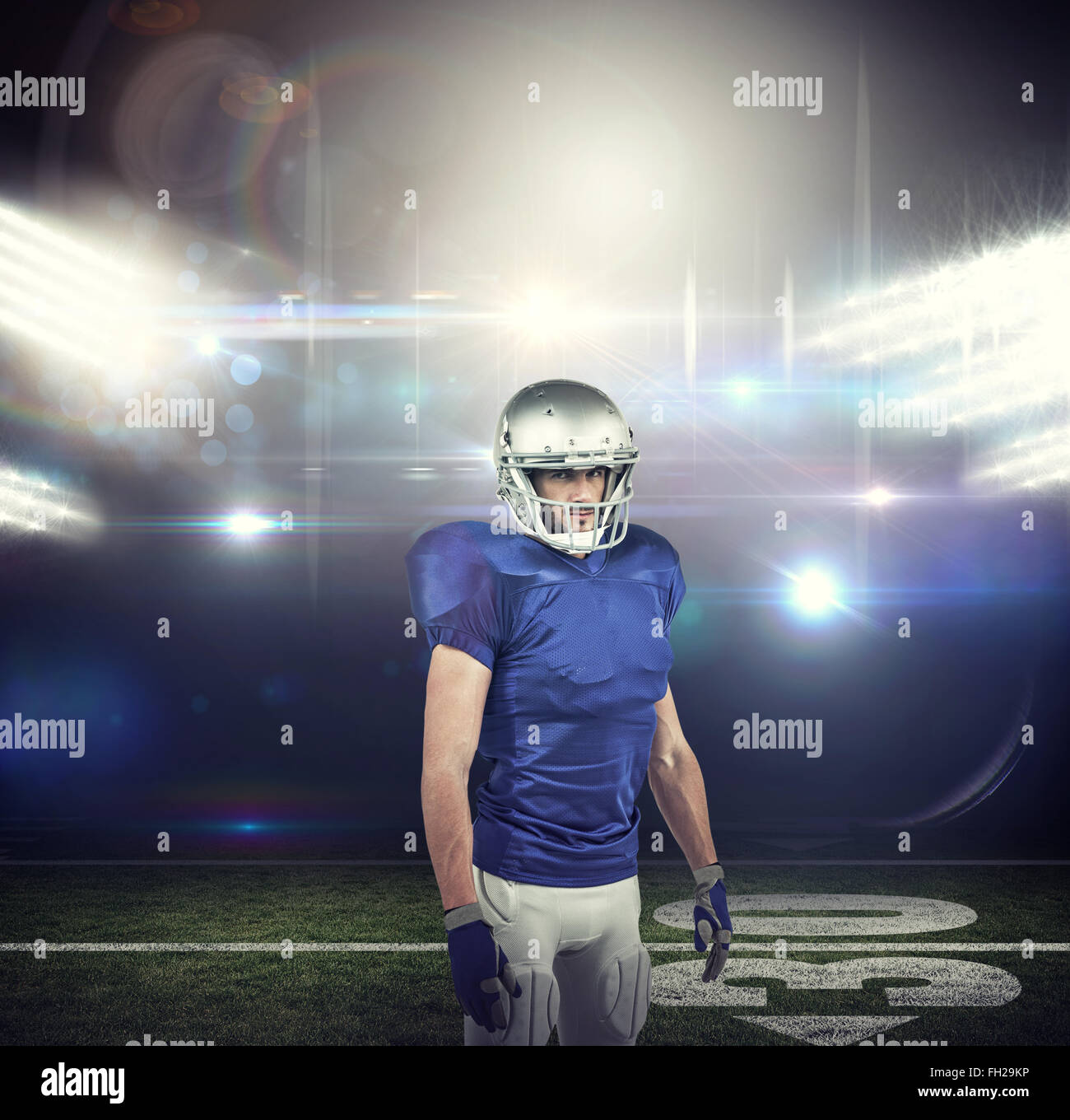 Composite image of confident american football player standing Stock ...