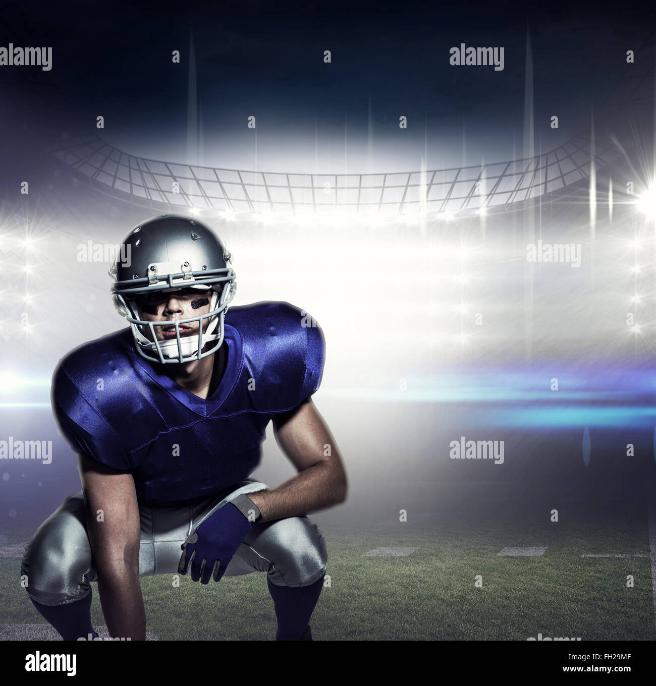 American football player crouching hi-res stock photography and images ...