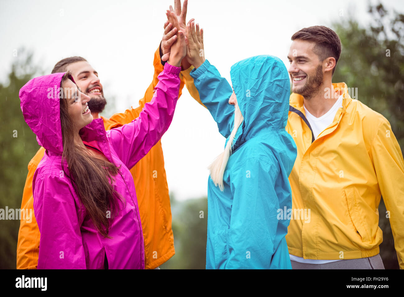 Friends having fun on a hike Stock Photo - Alamy