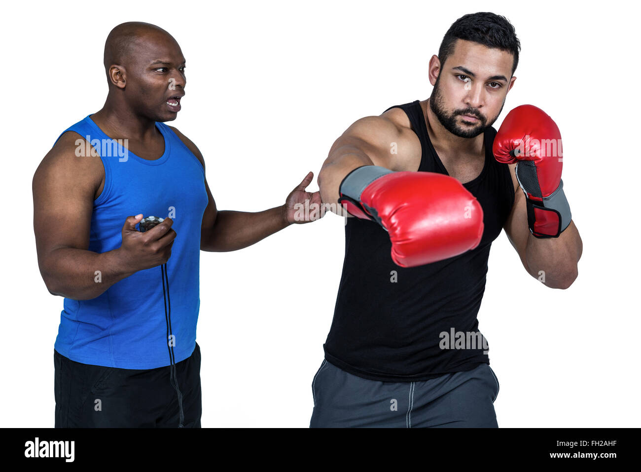 Boxing coach with his fighter Stock Photo - Alamy