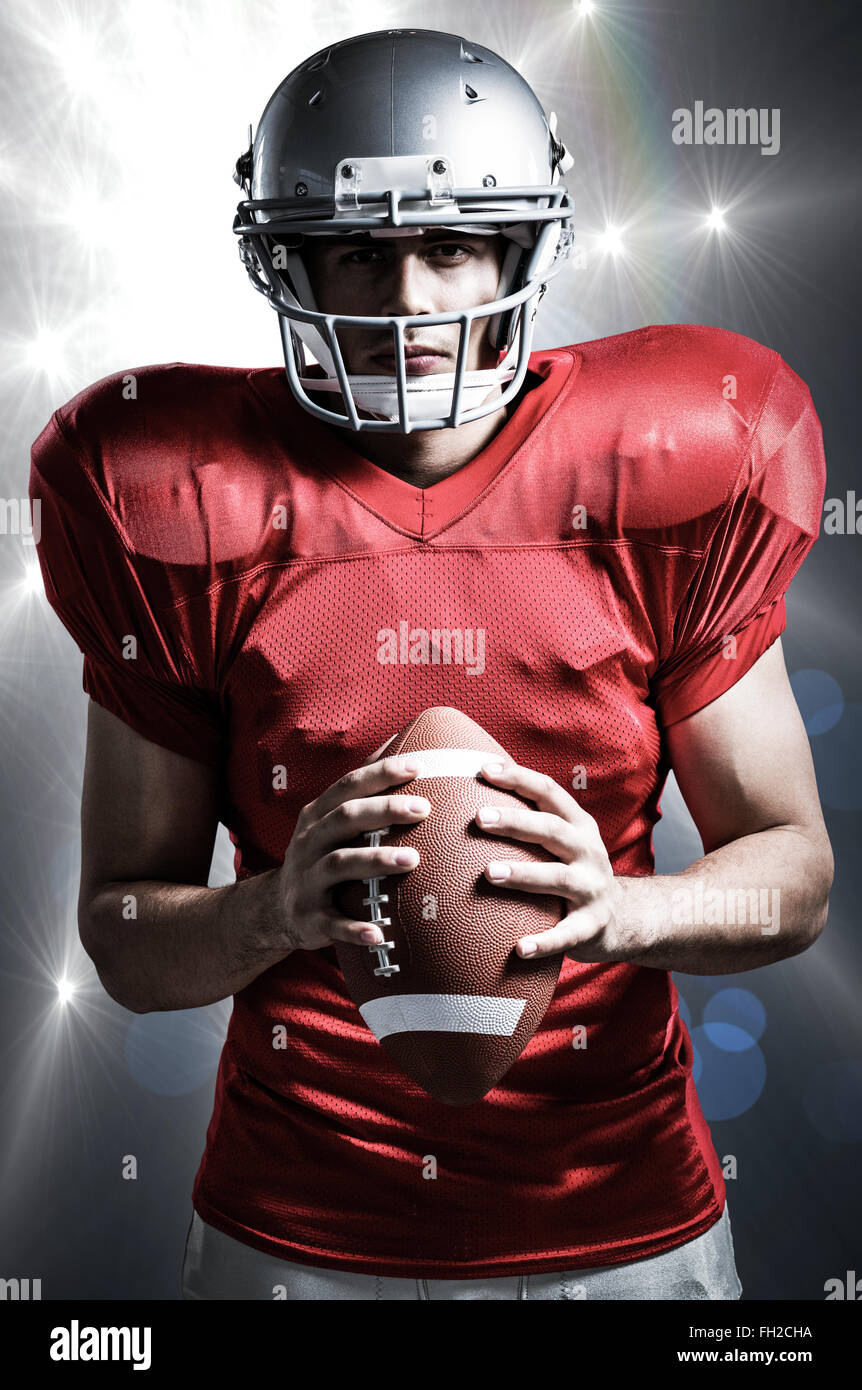 Composite image of portrait of confident american football player ...