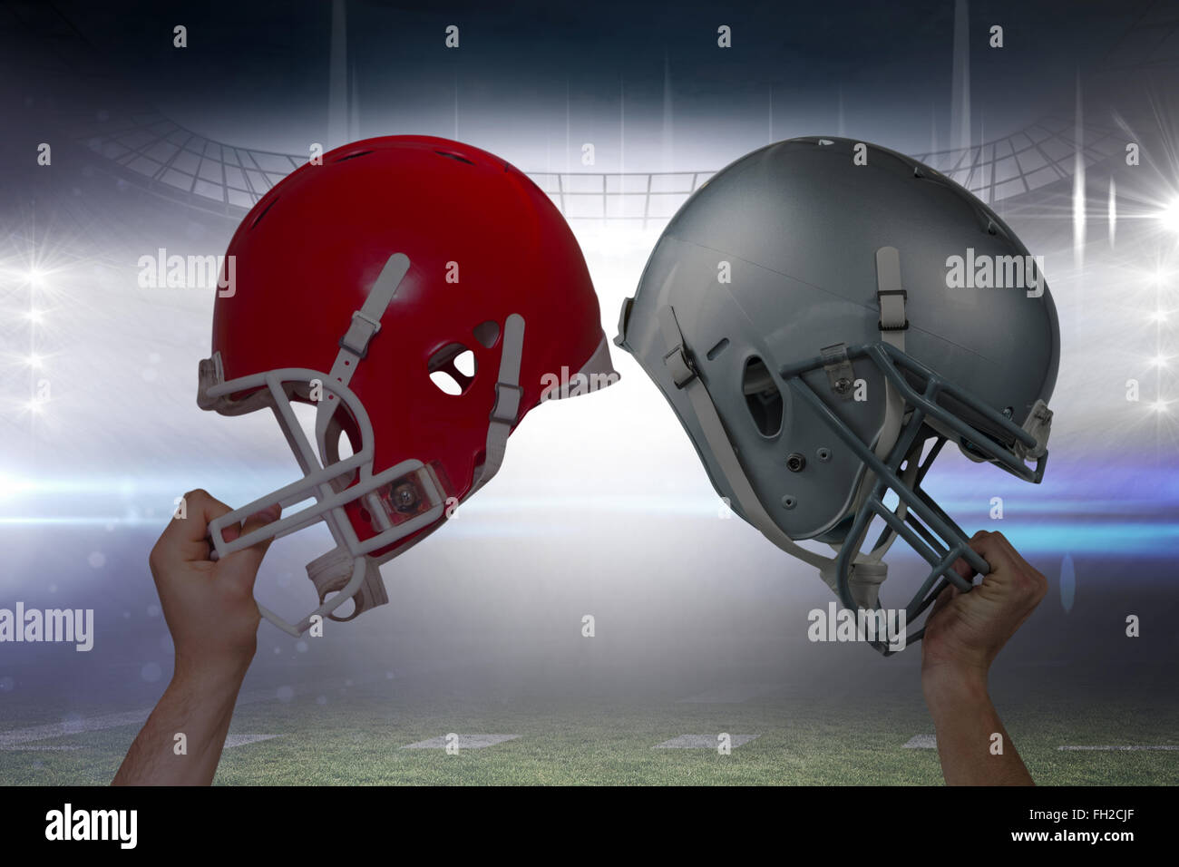 Composite image of american football player handing his helmet Stock ...