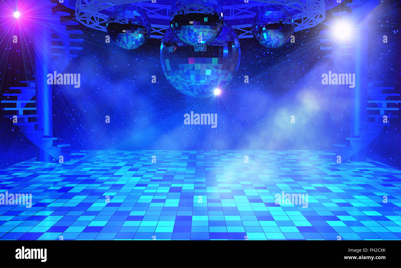 Disco lights background with mirror balls, chrome lattice and shining ...