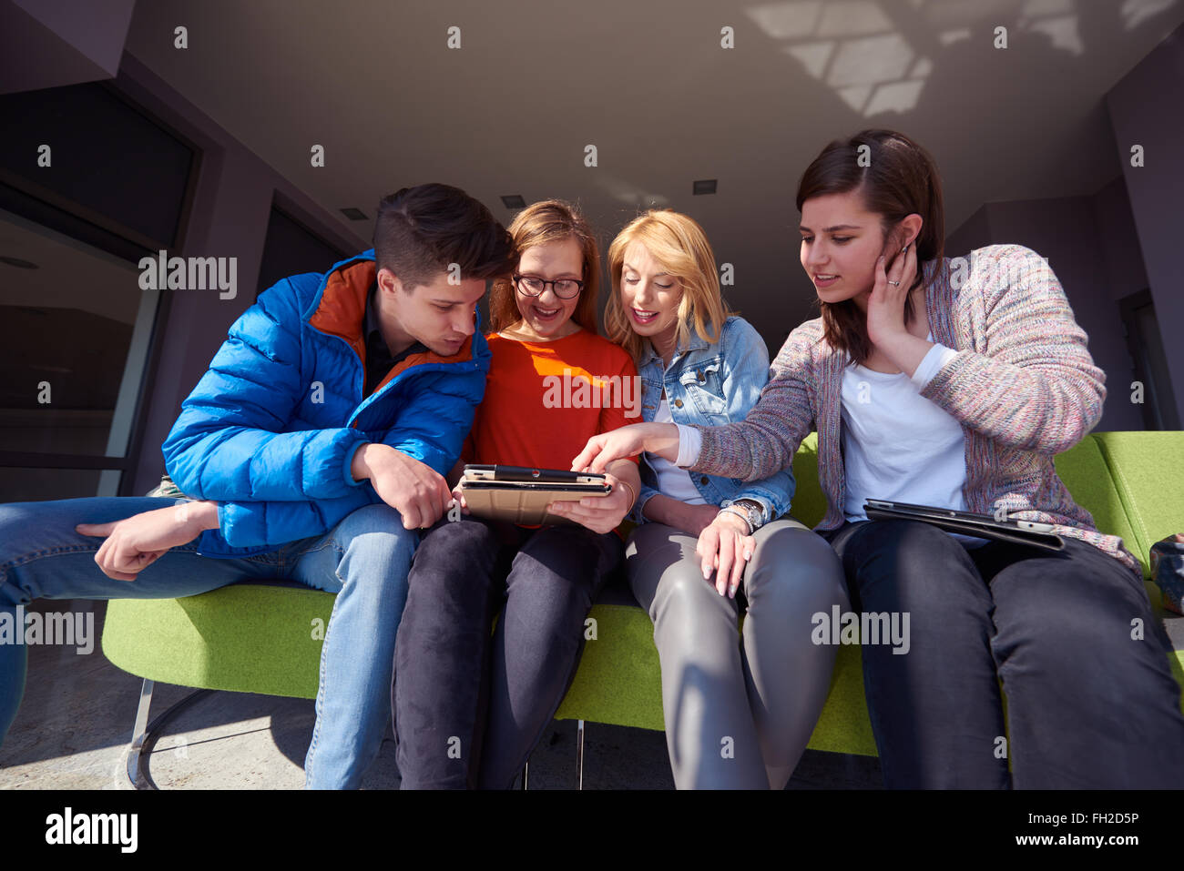 students group working on school project together Stock Photo - Alamy