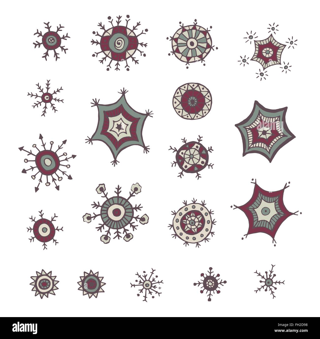 Hand drawn colorful snowflakes doodles Stock Vector Image & Art - Alamy