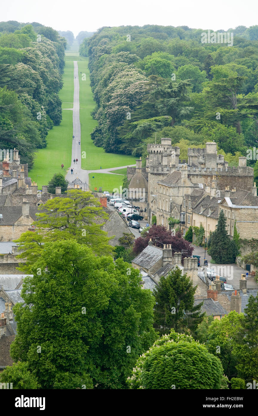The Bathurst estate and house hidden behind a large hedge in the centre ...