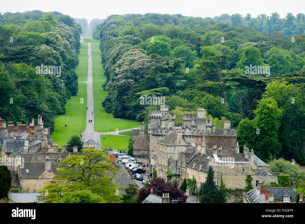 The Bathurst estate and house hidden behind a large hedge in the centre ...
