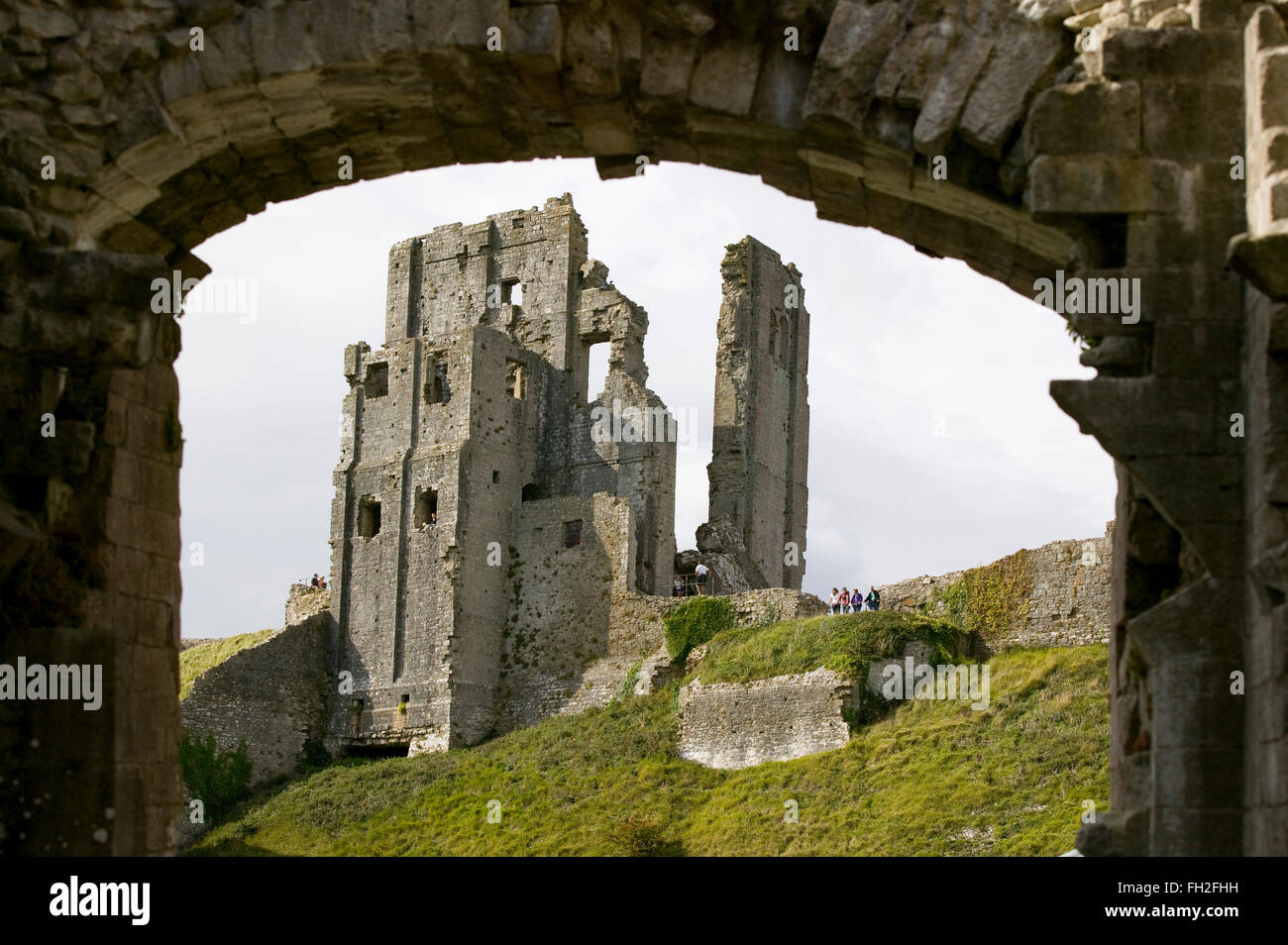A ruined castle showing battlemnets towers adnd walls Stock Photo - Alamy