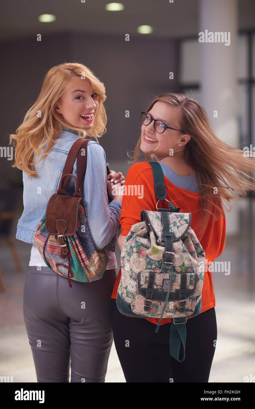 happy student girls Stock Photo - Alamy